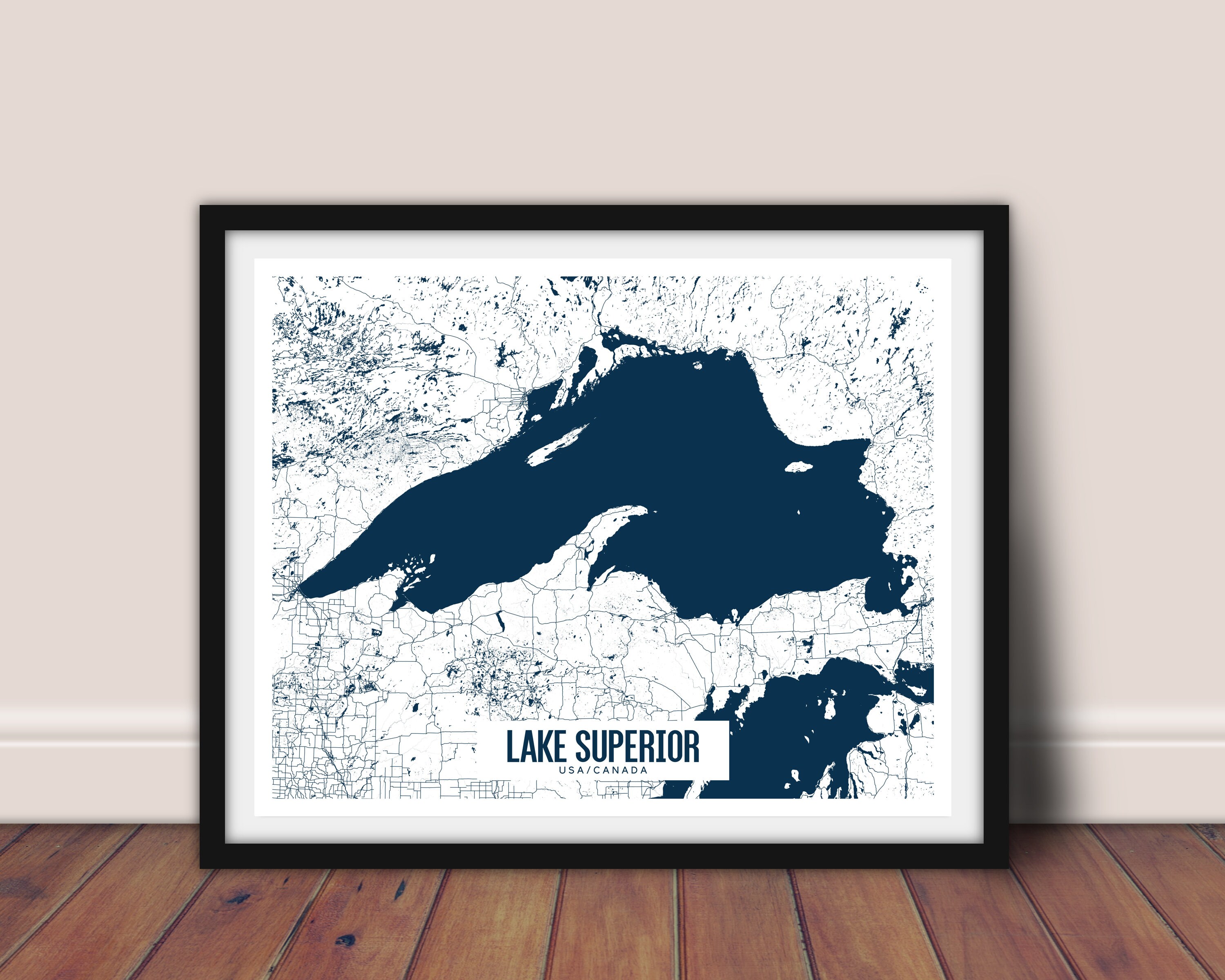 Lake Superior Printable Map Art Lake Superior Michigan Map - Etsy Canada