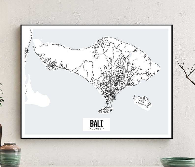 Bali Indonesia Printable Map Bali Map Art Indonesia Map - Etsy