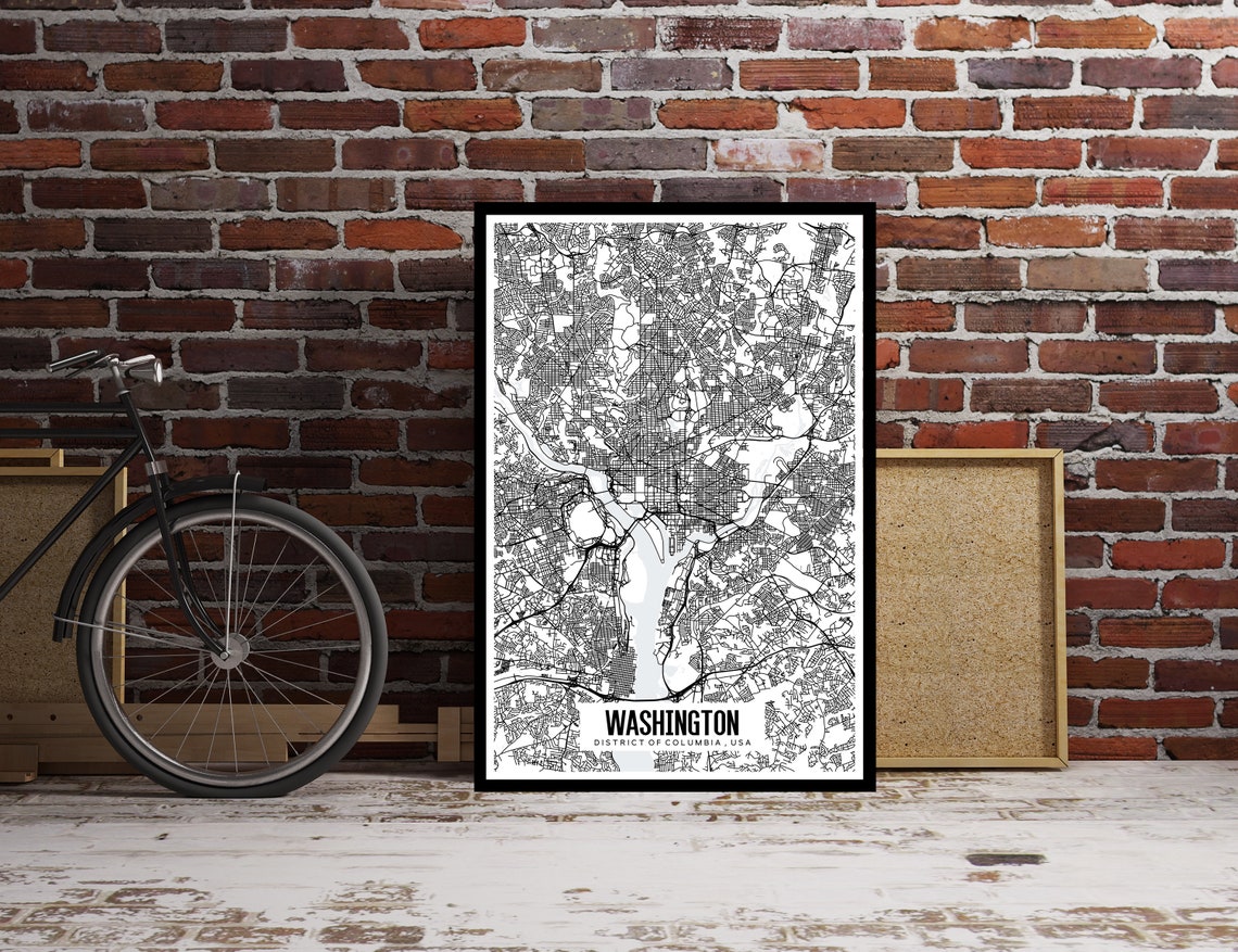 Washington D.C. Map Printable DC City Map Art Washington Map | Etsy