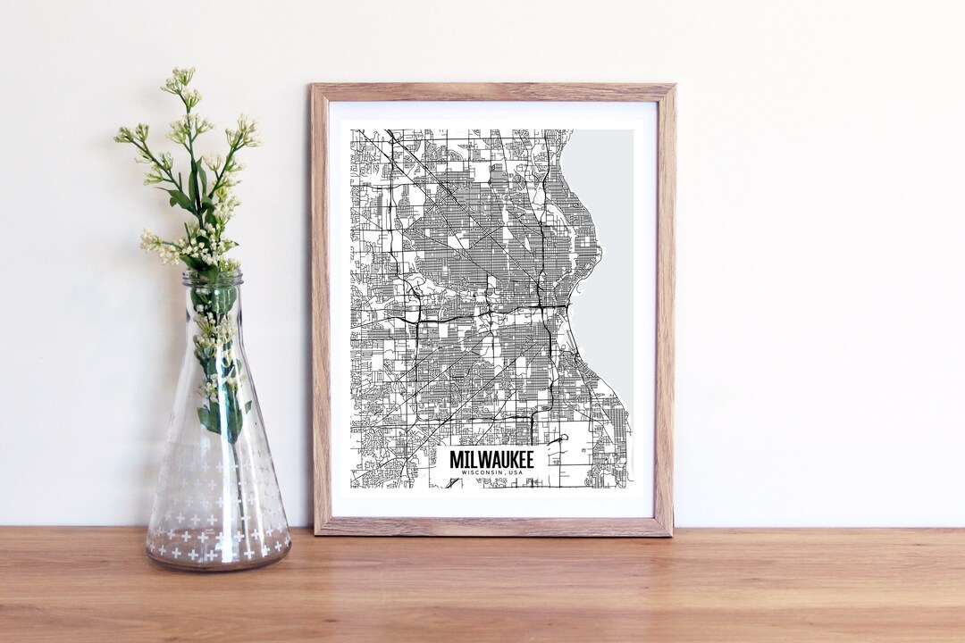 Milwaukee Wisconsin Map Printable Printable Map for Office - Etsy