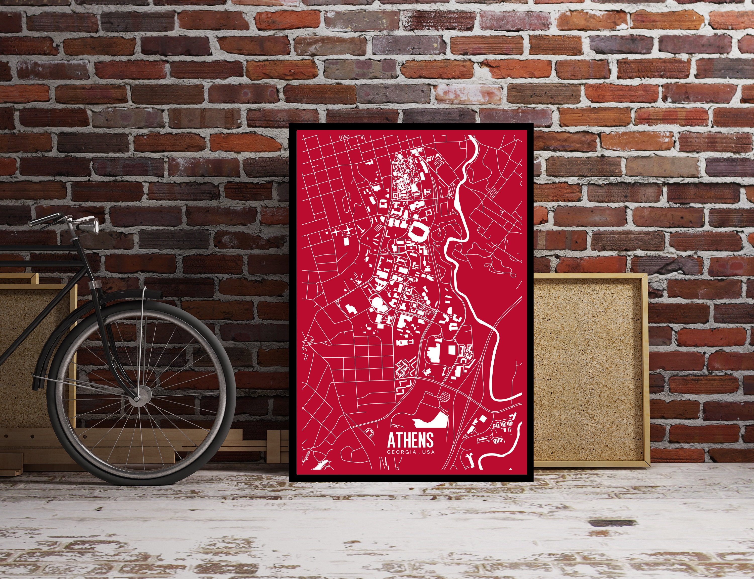 Athens Georgia Printable Street Map University of Georgia - Etsy