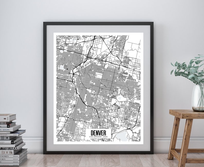 Denver Colorado Map Printable Printable Map for Office | Etsy