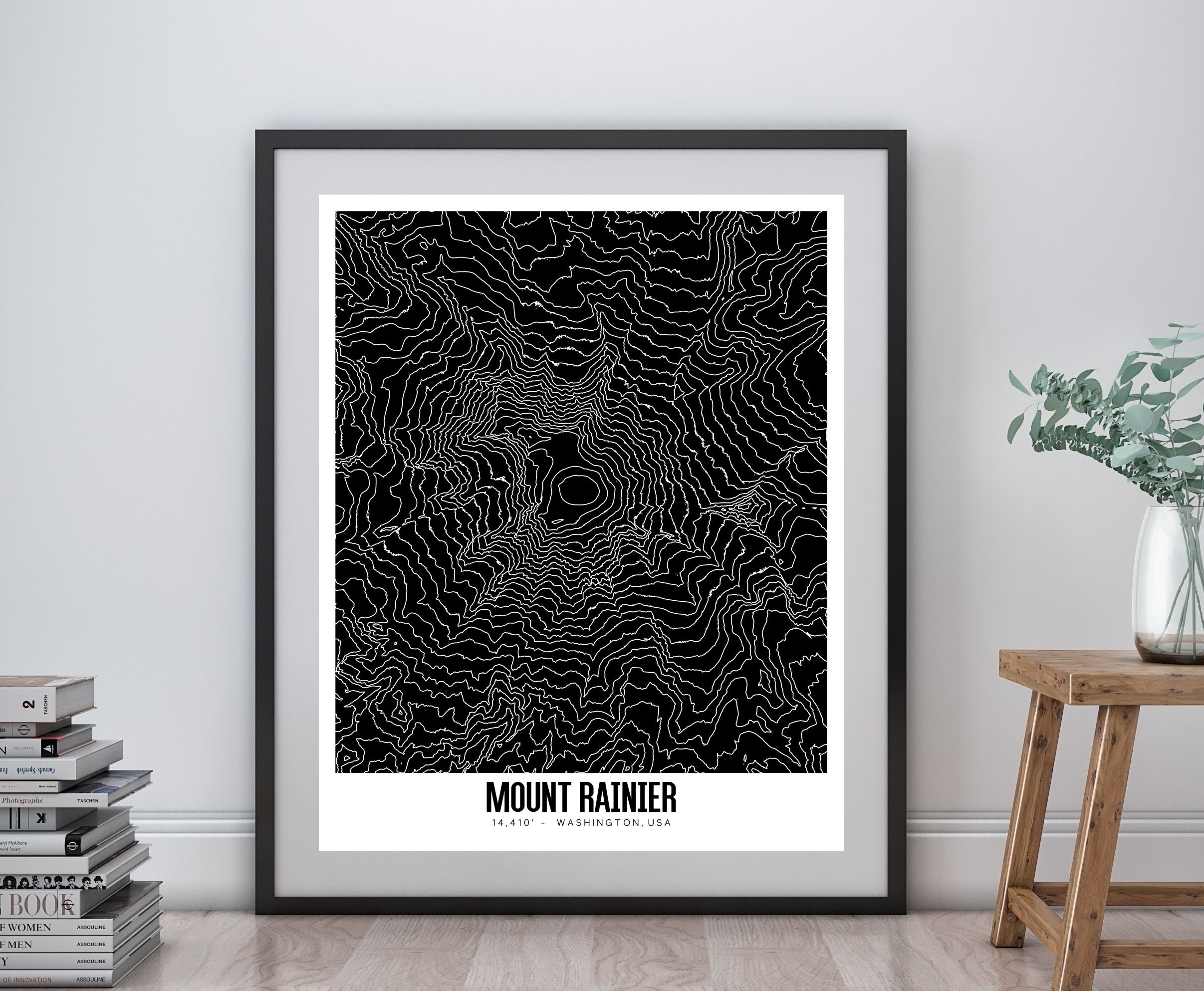 Mount Rainier Printable Topographic Map 16x20 Mt Rainier Map | Etsy