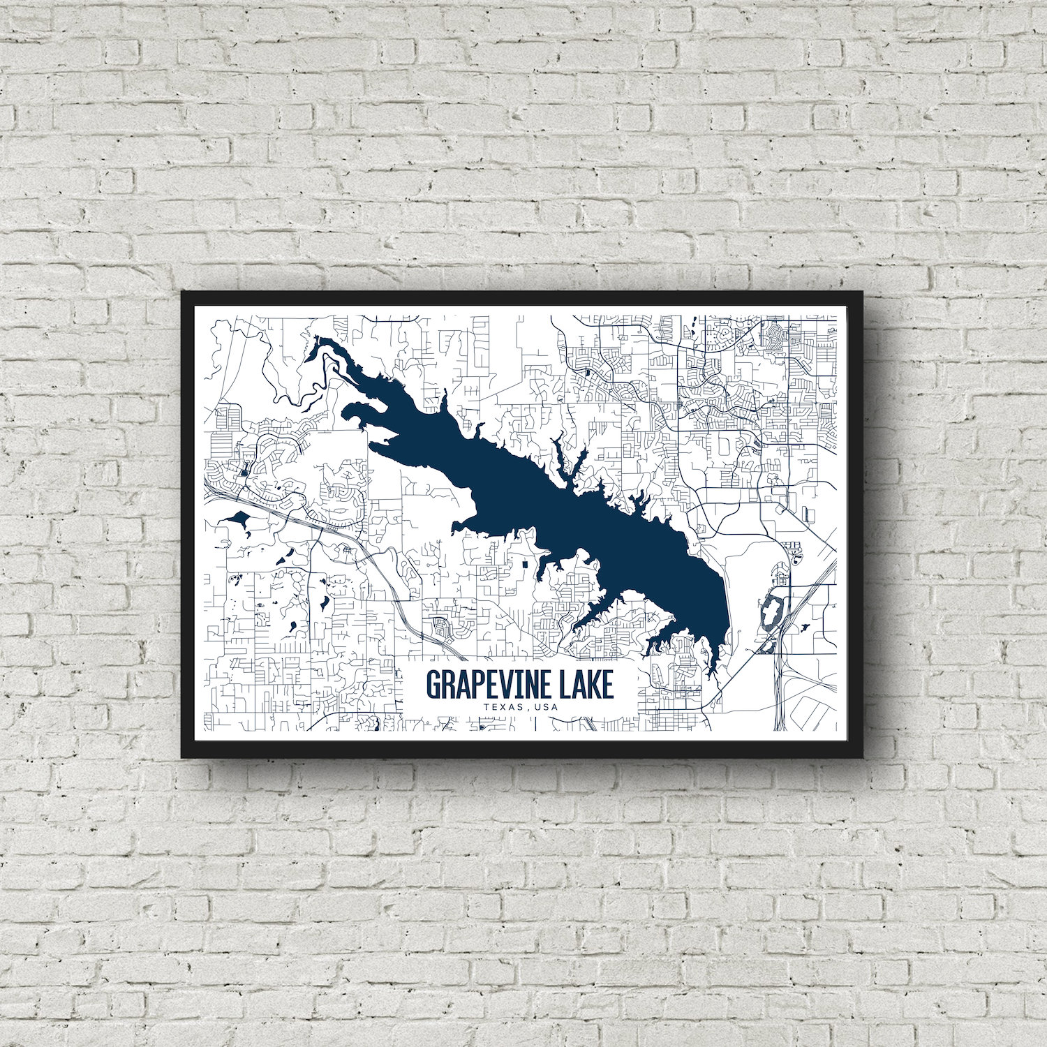 Grapevine Lake Texas Printable Map, Grapevine Lake Wall Art, Lake Map ...