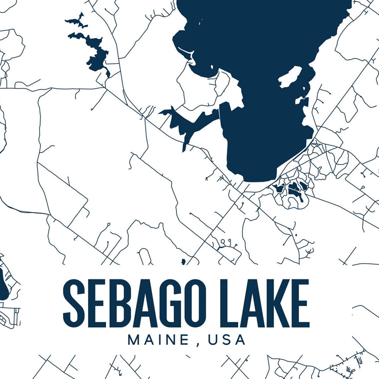Printable Sebago Lake Map Sebago Lake Maine Print Sebago - Etsy