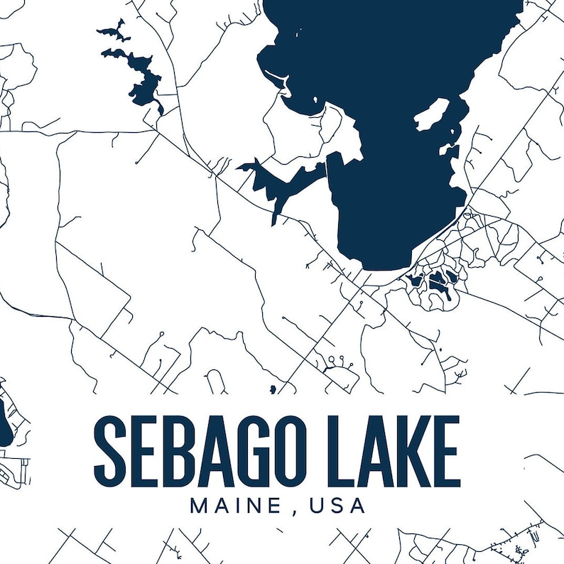 Printable Sebago Lake Map Sebago Lake Maine Print Sebago - Etsy