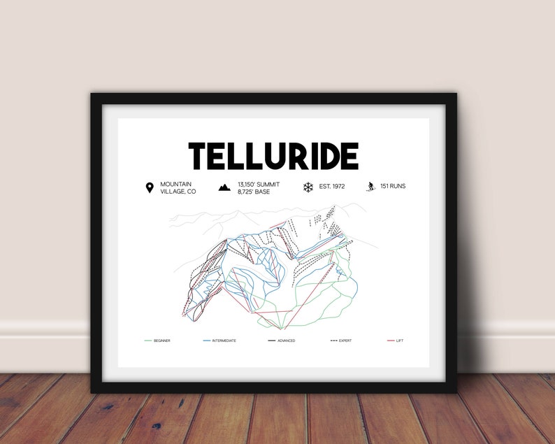 Telluride Printable Ski Map 16x20 - Etsy