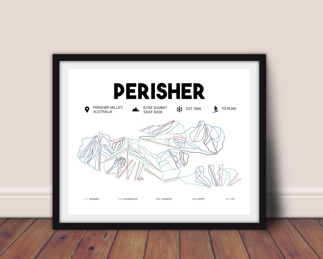 Perisher Australia Ski Resort Map 16x20, Perisher Australia Printable ...