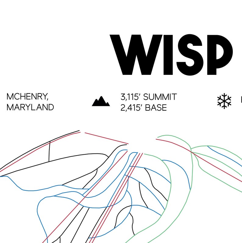 Wisp Resort Printable Ski Trail Map 16x20 Wisp - Etsy