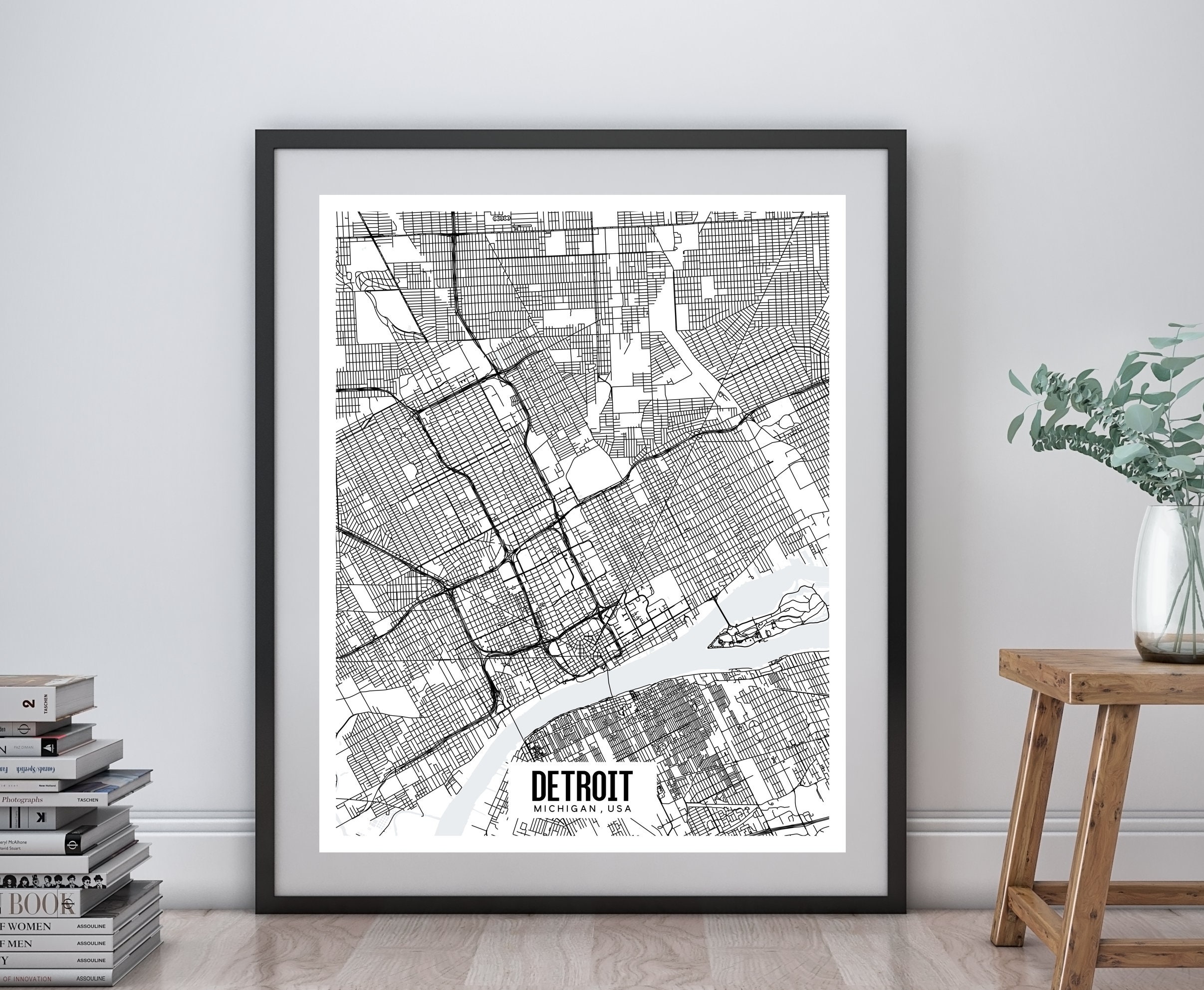 Detroit Michigan Map Detroit Map Poster Detroit Michigan - Etsy