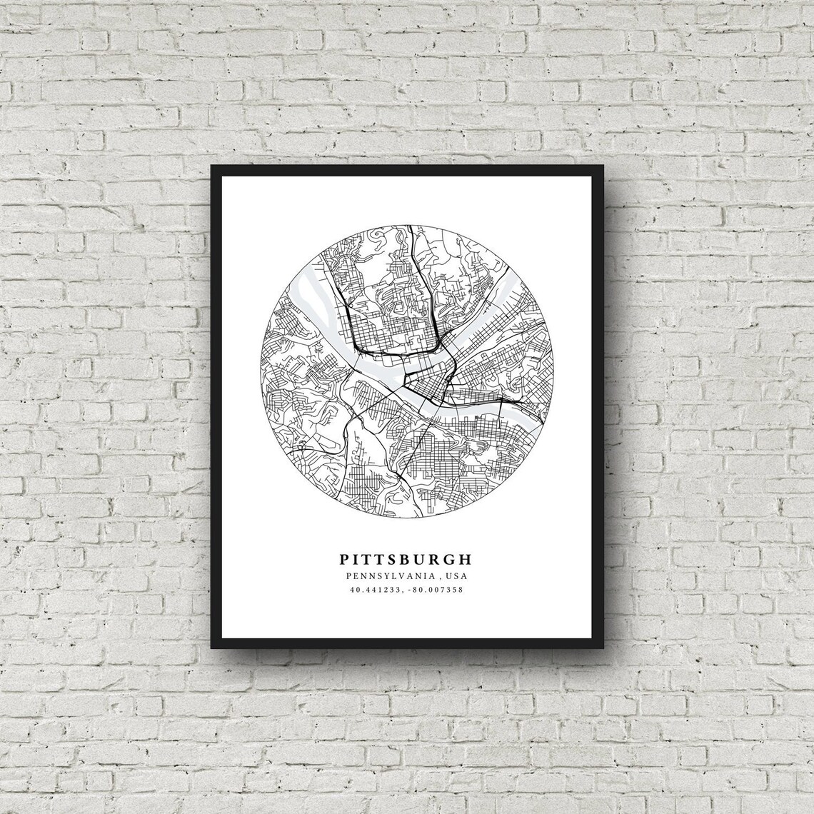 Pittsburgh Printable Map Pittsburgh Map Poster Pittsburgh - Etsy
