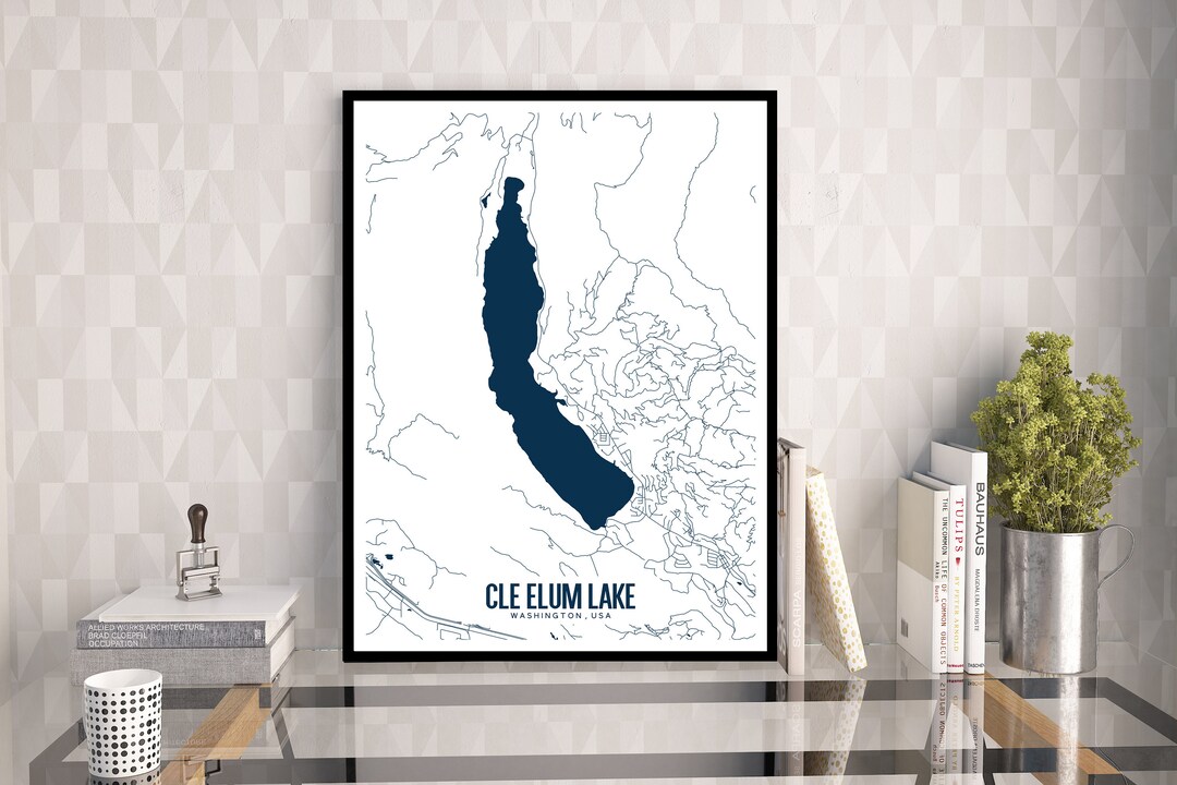 Cle Elum Lake Washington Printable Map, Cle Elum Lake Wall Art, Cle ...