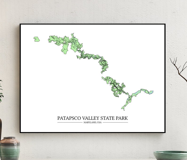Patapsco Valley State Park Map Printable Maryland Map Art | Etsy