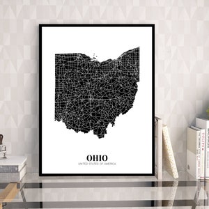 Map of Ohio, Printable Ohio Map, Printable OH Map Poster, Custom Map ...