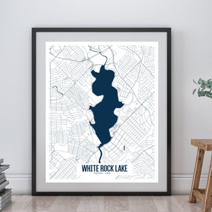 White Rock Lake Texas Printable Map, White Rock Lake Wall Art, Lake Map ...