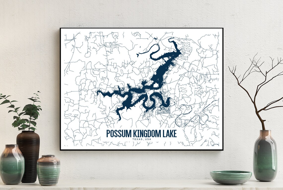 Possum Kingdom Lake Texas Printable Map Possum Kingdom Lake - Etsy