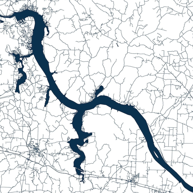 Pickwick Lake Printable Map Alabama Wall Art Pickwick Lake - Etsy