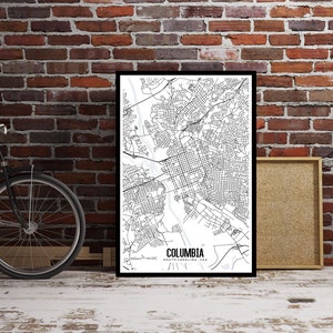 Columbia South Carolina Map Printable Columbia City Map Art - Etsy