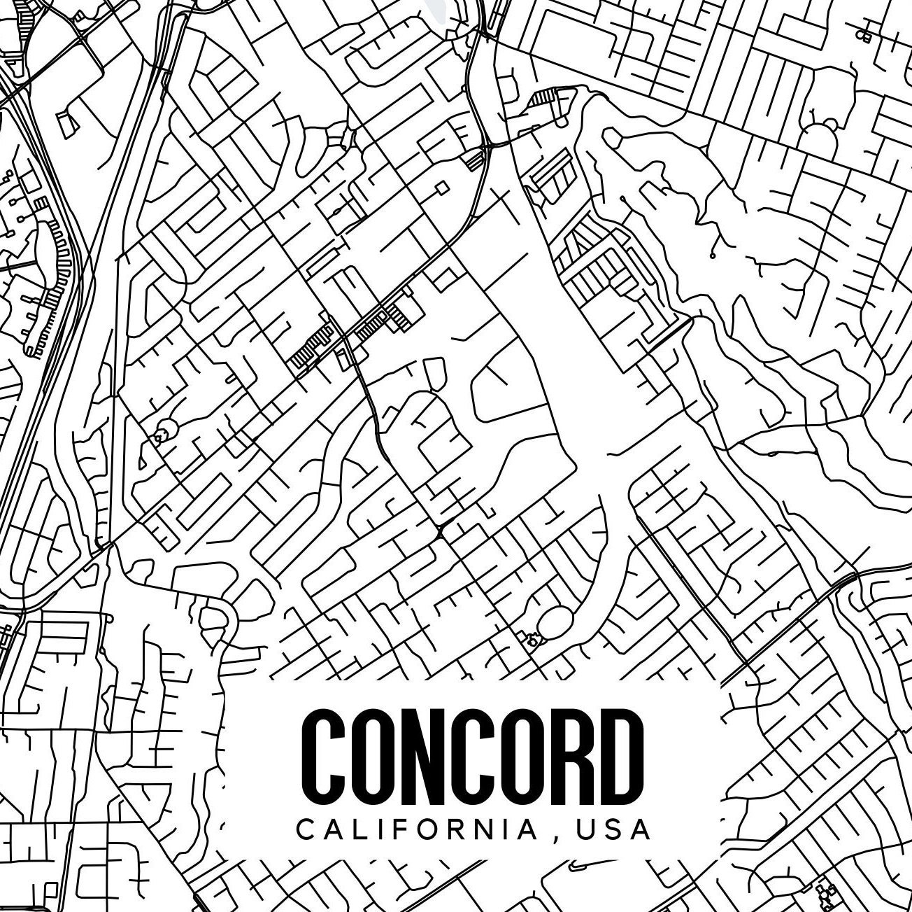 Concord California Printable Map California City Map Art San - Etsy Canada