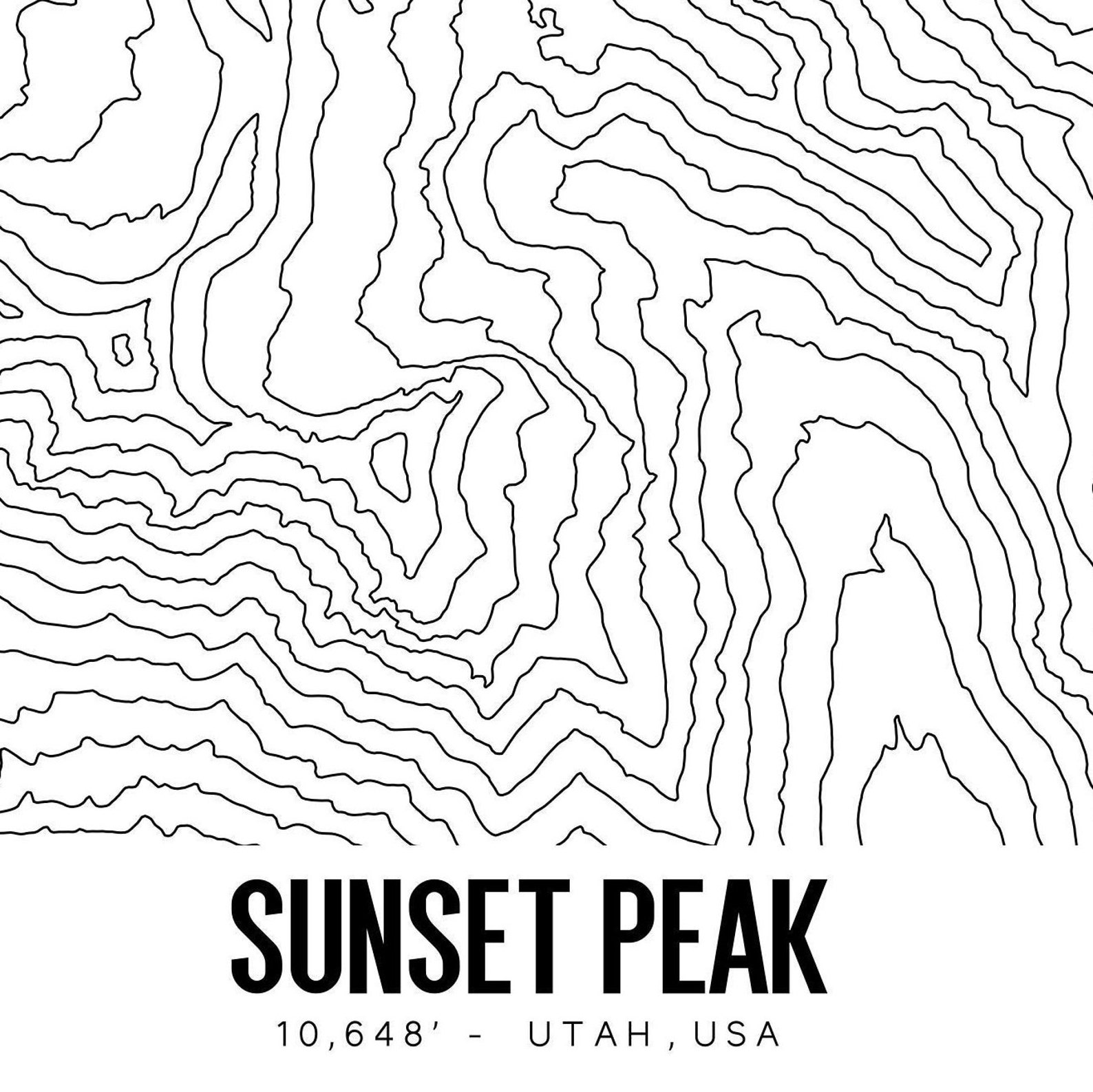Sunset Peak Utah Printable Topographic Map 16x20 Wasatch - Etsy