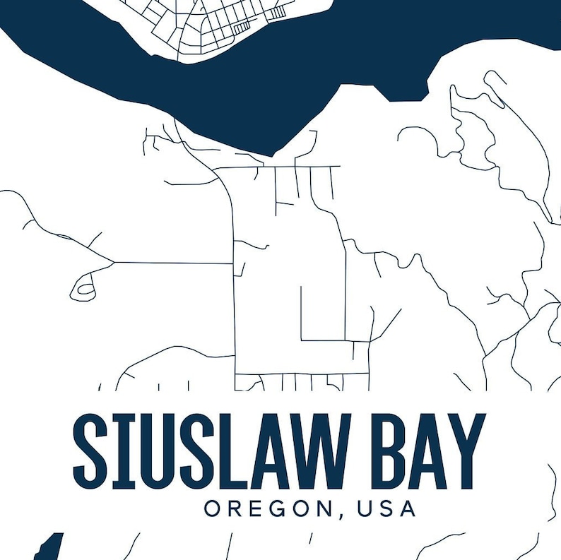 Siuslaw Bay Oregon Printable Map Siuslaw River Map Florence | Etsy
