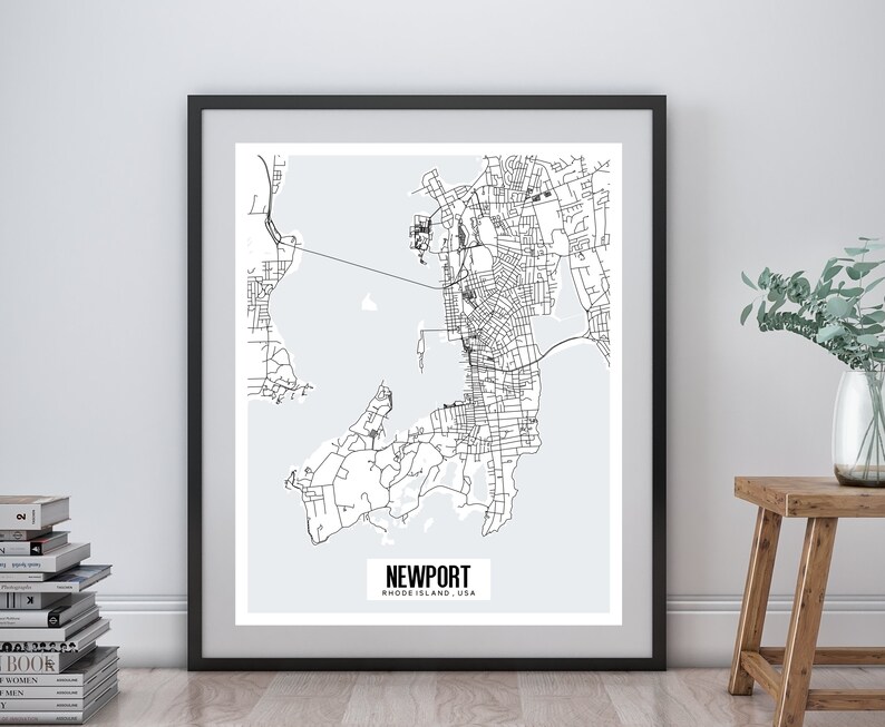 Newport Rhode Island Printable Downtown Street Map Rhode - Etsy