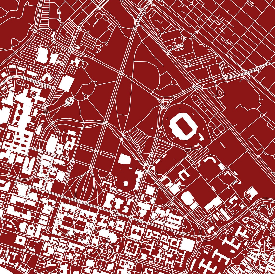 Stanford California Printable Map Stanford Campus Map Gift - Etsy