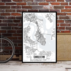 Charleston South Carolina Printable Map Charleston Sc Map - Etsy