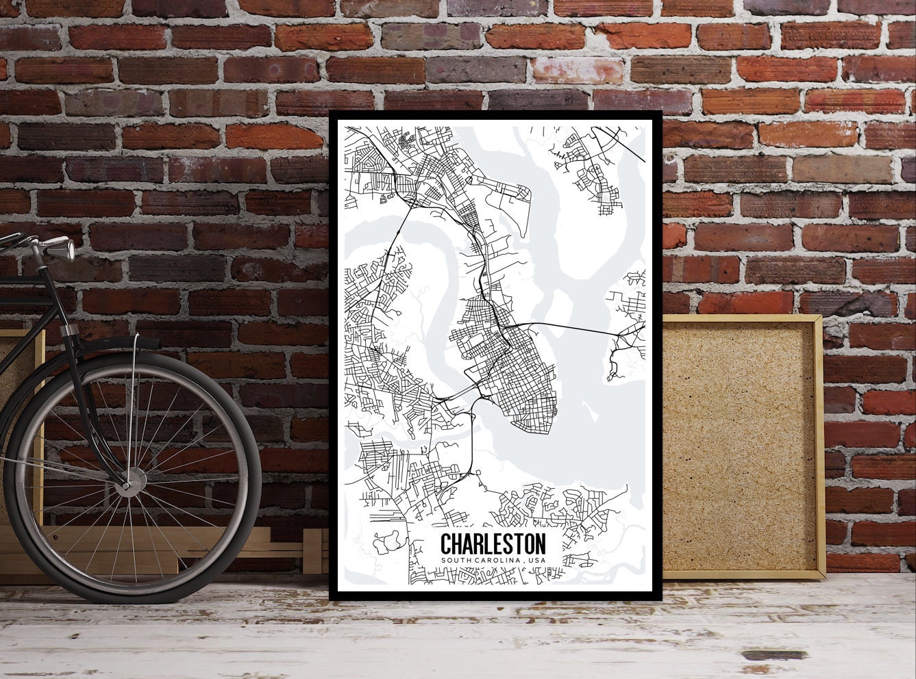 Charleston South Carolina Printable Map Charleston Sc Map - Etsy