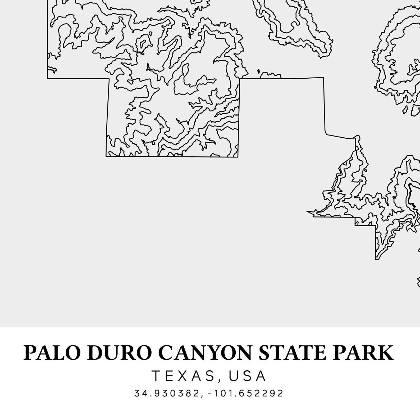 Palo Duro Canyon State Park Printable Topographic Map Palo | Etsy