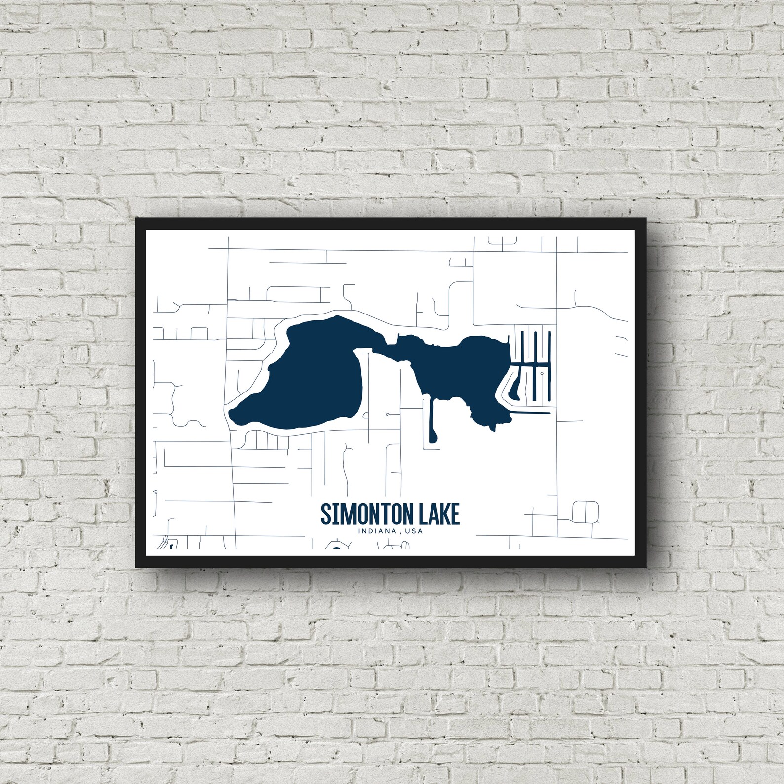 Simonton Lake Printable Map Simonton Lake Wall Art Indiana | Etsy