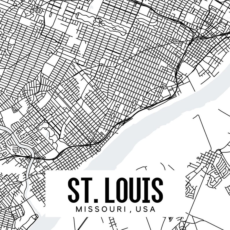 St. Louis Missouri Printable Map St. Louis Wall Art | Etsy