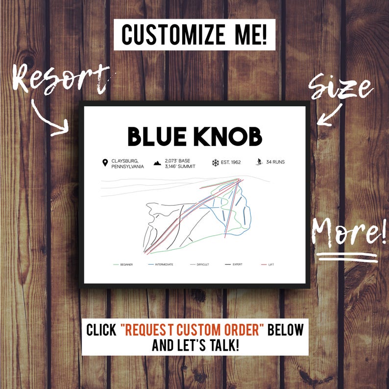 Printable Blue Knob Ski Resort Trail Map - Etsy