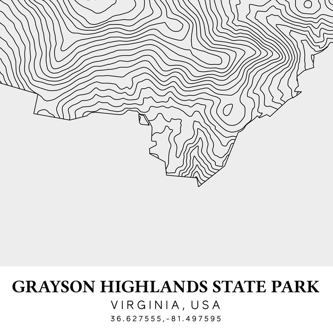 Grayson Highlands State Park Printable Topographic Map | Etsy