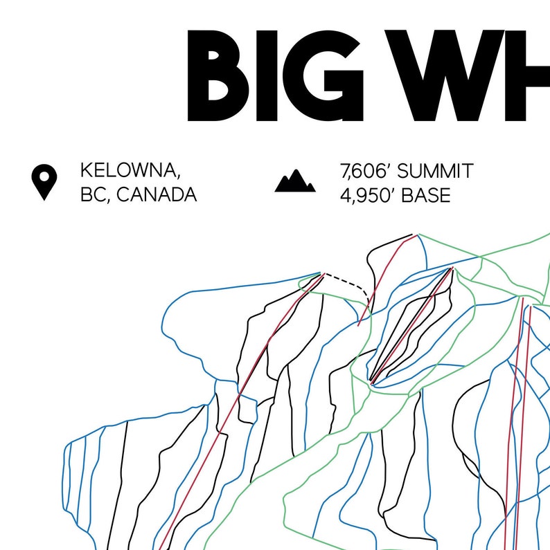 Big White BC Printable Ski Resort Map Big White Digital - Etsy