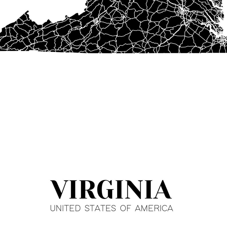 Map of Virginia Printable Virginia Map Printable VA Map - Etsy