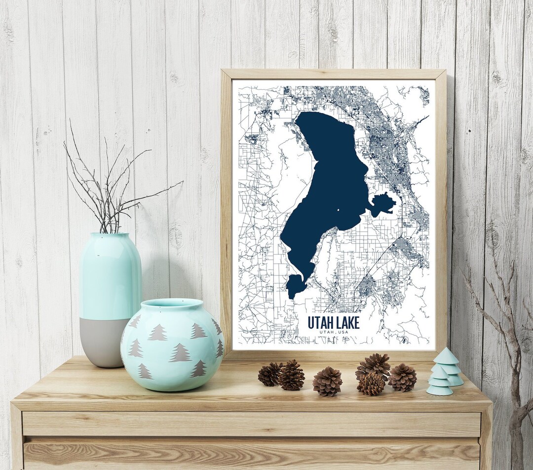 Utah Lake Utah Printable Map Utah Lake Wall Art Utah Lake - Etsy