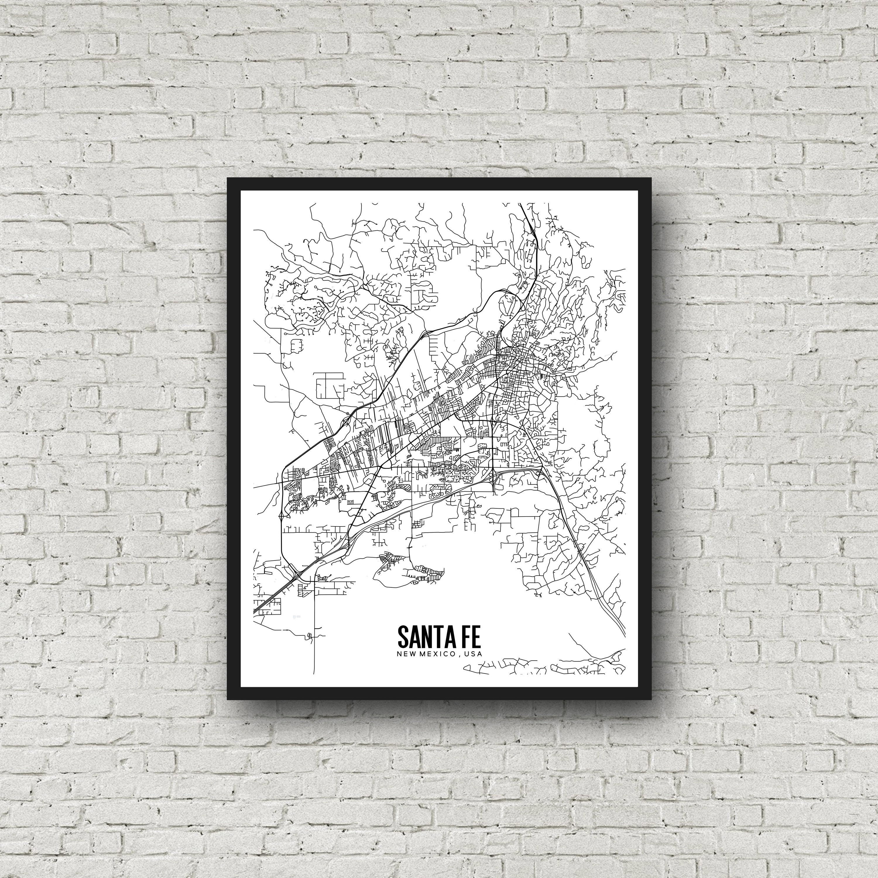Santa Fe New Mexico Map Printable Printable Map for Office - Etsy