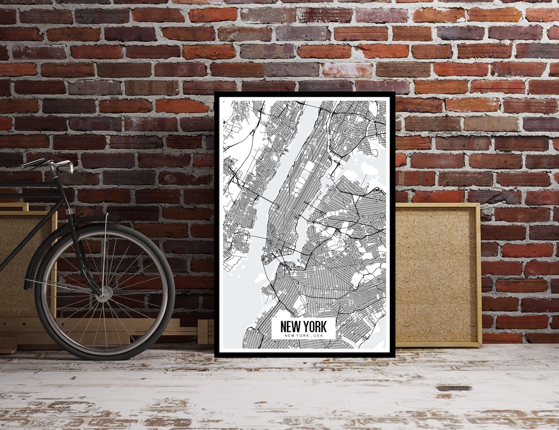 New York City Map Printable NYC Map Poster New York City | Etsy