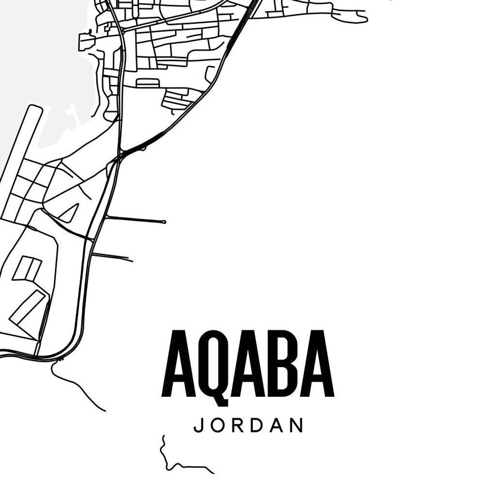 Aquaba Jordan Printable Map Aqaba City Map Art Asia Map - Etsy
