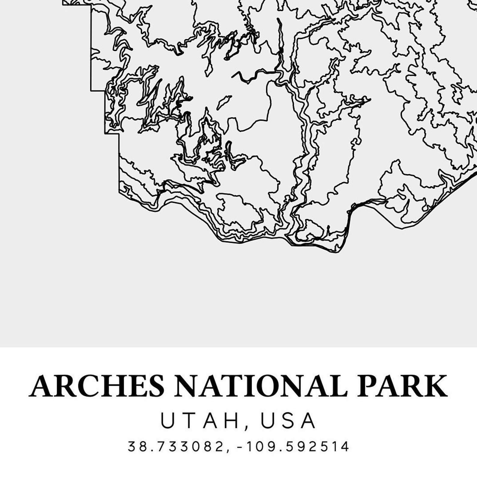 Arches National Park Printable Topographic Map, Moab Utah Map, Arches ...