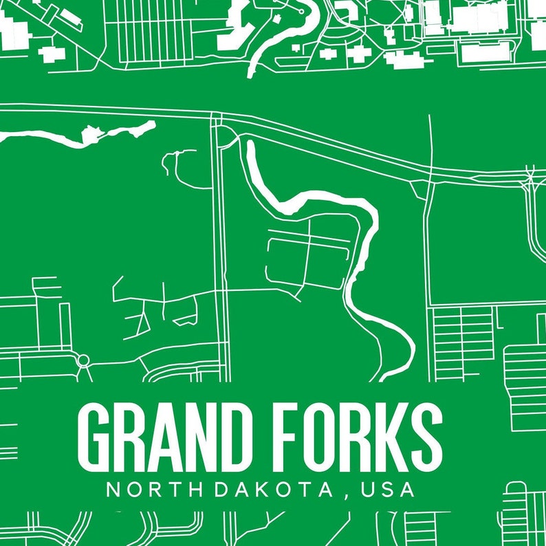 Grand Forks North Dakota Printable Map Grand Forks Campus - Etsy
