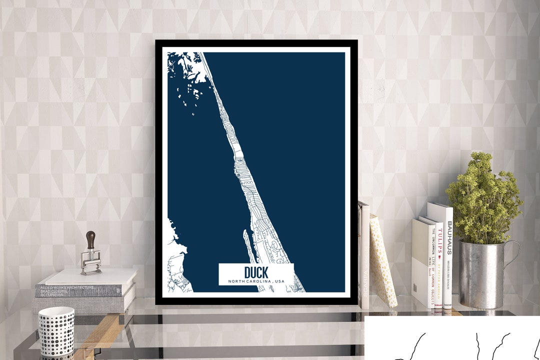 Duck North Carolina Printable Map Outer Banks NC Wall Art - Etsy