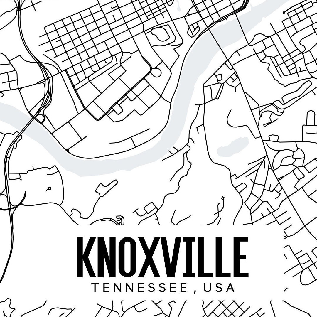 Knoxville Tennessee Printable Map, Knoxville Map Art, Knoxville TN Map ...