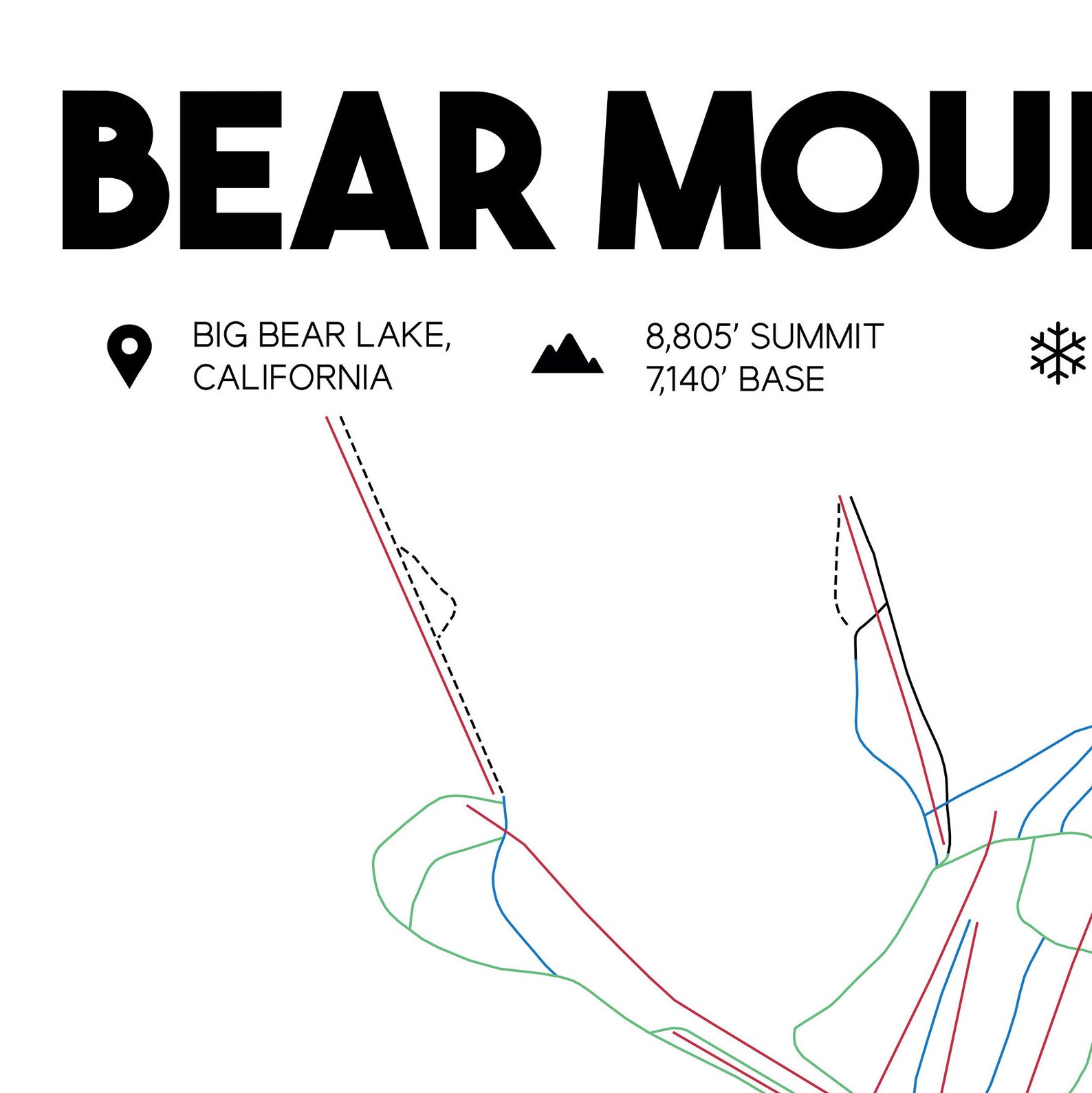 Bear Mountain Ski Map Printable Bear Mountain Printable Map | Etsy