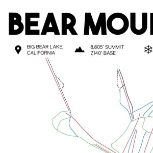 Bear Mountain Ski Map Printable, Bear Mountain Printable Map 16x20, Big ...