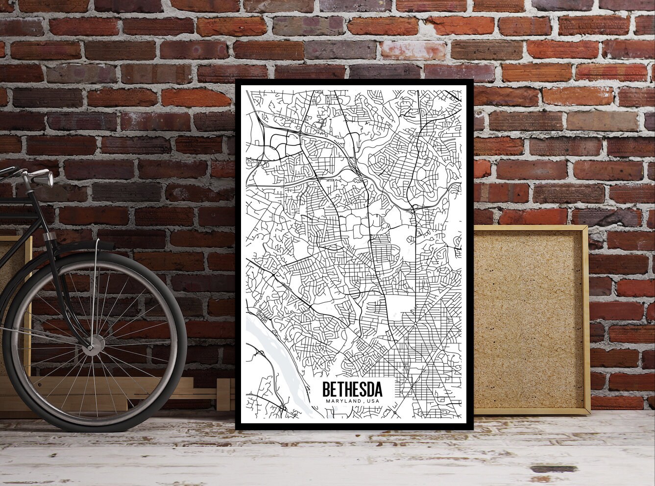 Bethesda Maryland Printable Map Bethesda Map Print Maryland | Etsy