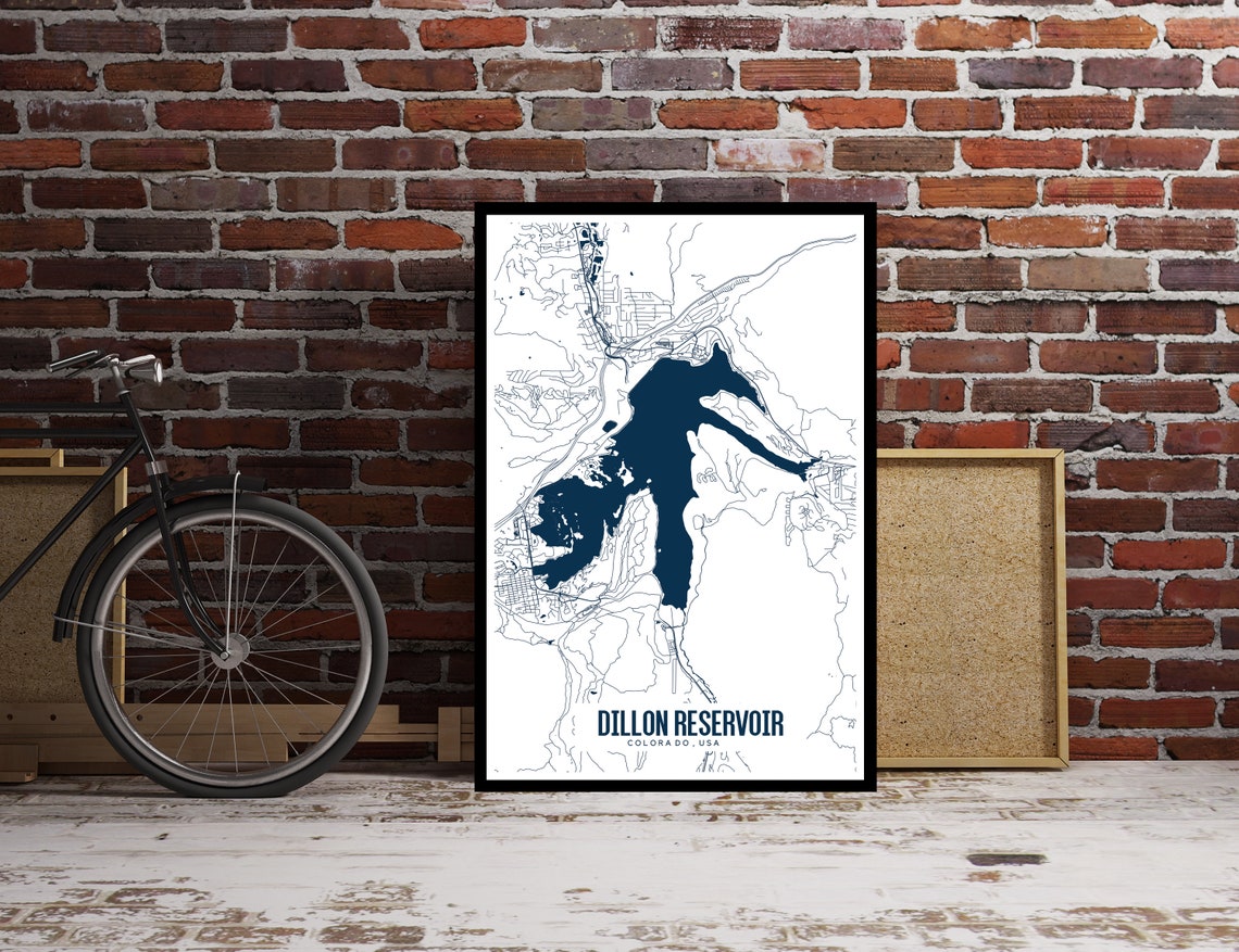 Dillon Reservoir Colorado Printable Map Dillon Colorado Wall | Etsy