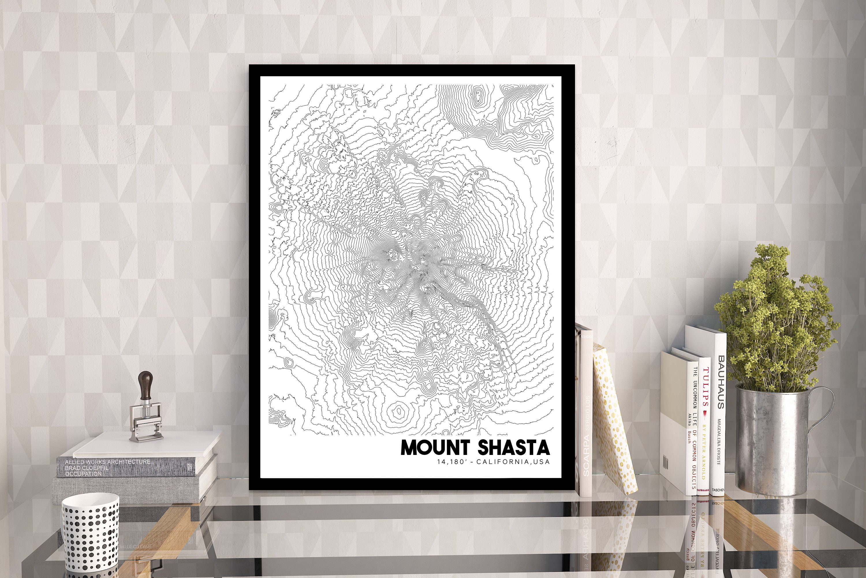 Mount Shasta Topographic Map Mt Shasta Map Mount Shasta | Etsy