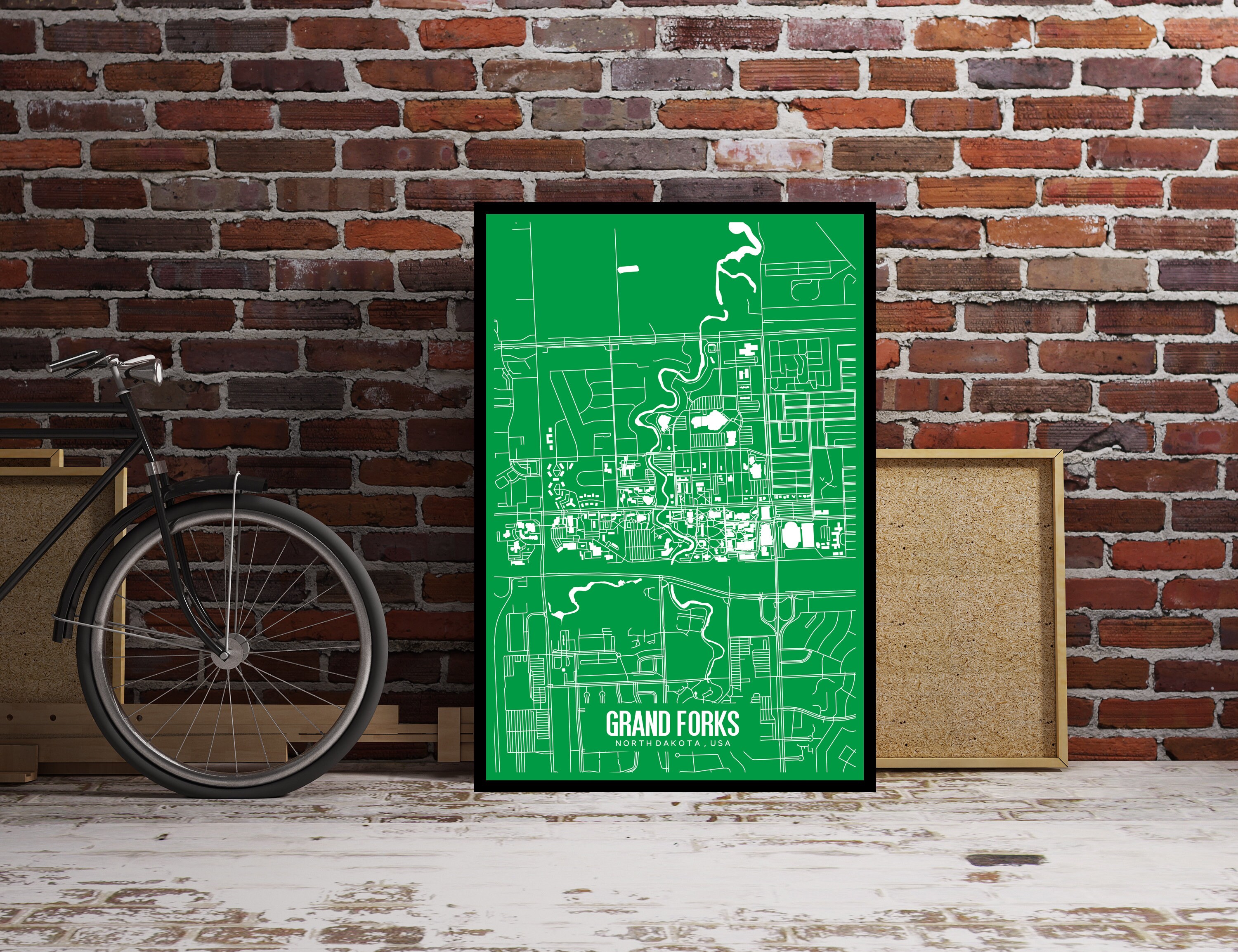 Grand Forks North Dakota Printable Map Grand Forks Campus - Etsy